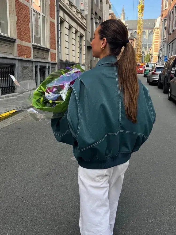 Y2K Green Leather Jacket