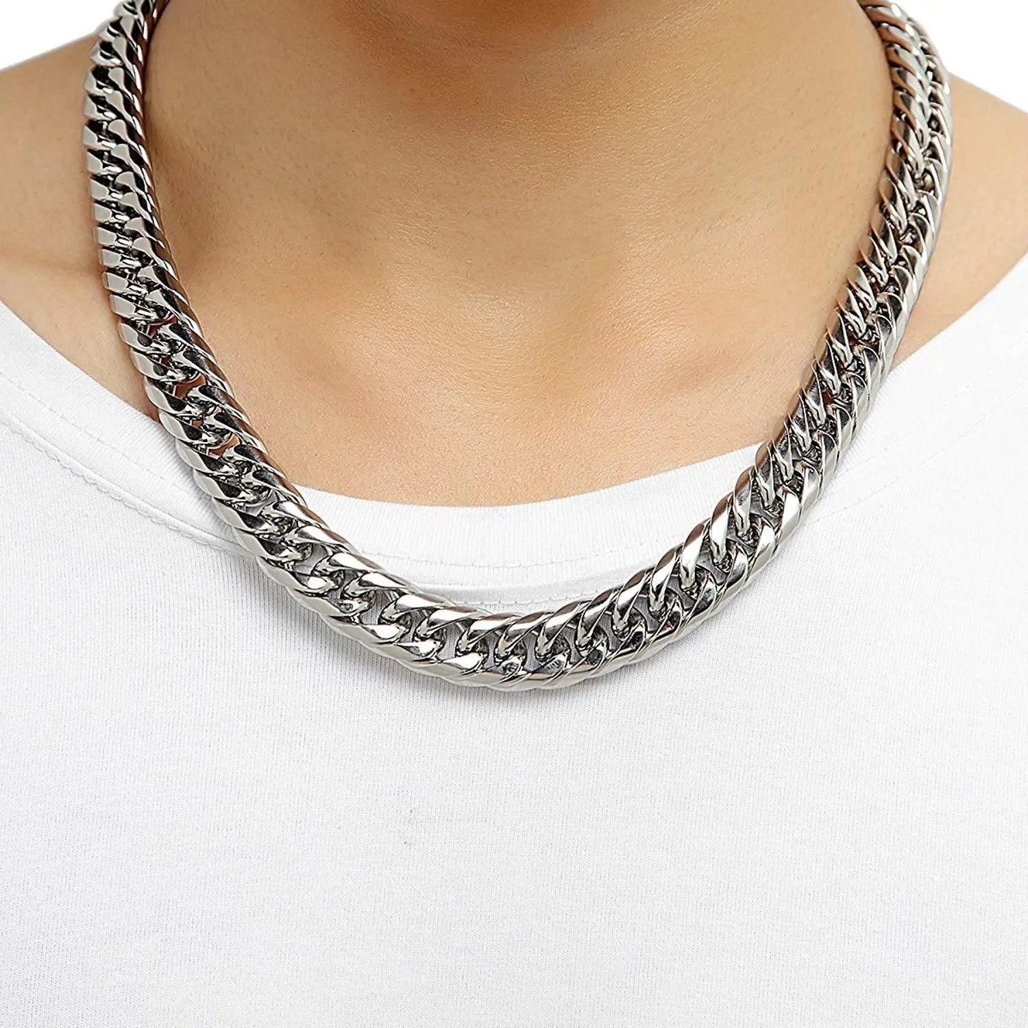 Y2K Silver Cuban Chain Necklace